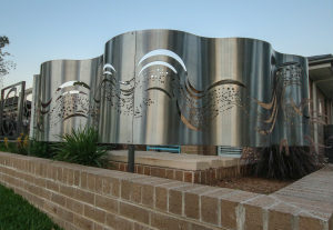 Rolled Stainless Steel Privacy Screen with Coastal Wave Pattern - Iron ...
