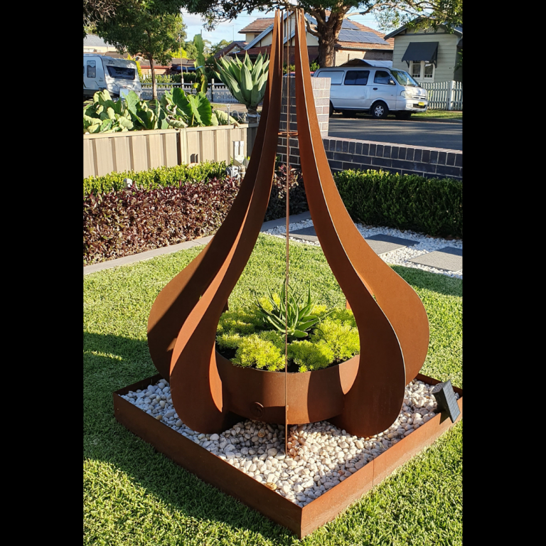 Teardrop Garden Sculpture, Fire Pit or Planter - Iron Bark Metal Design