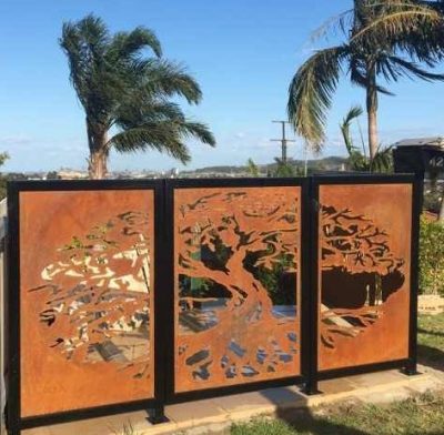 Fig Tree Fence Panels & Gate - Iron Bark Metal Design