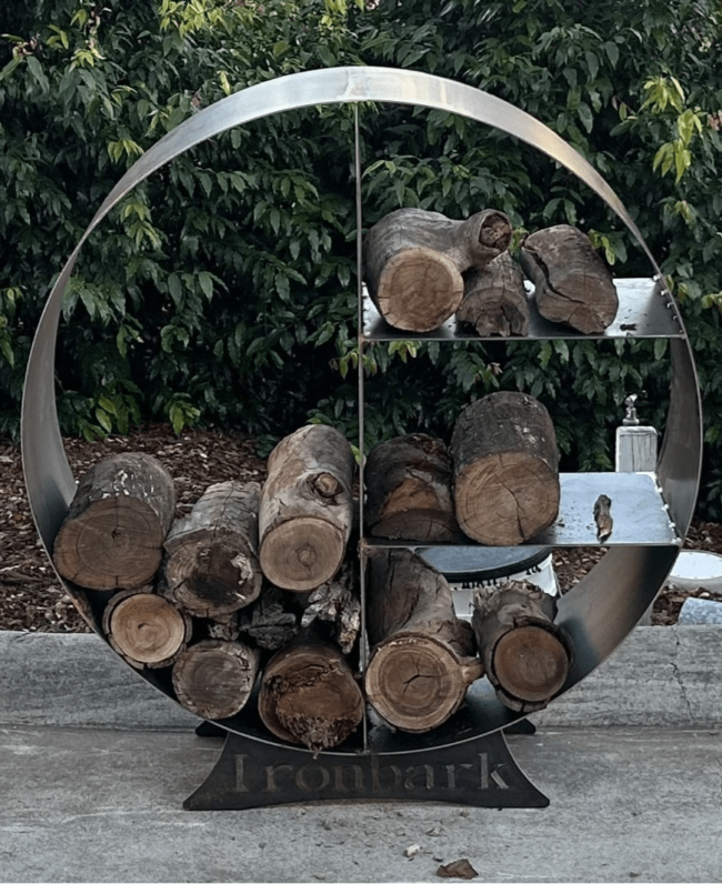 Firewood Storage Stacker, Round Firewood Log Rack/Holder - Ironbark ...