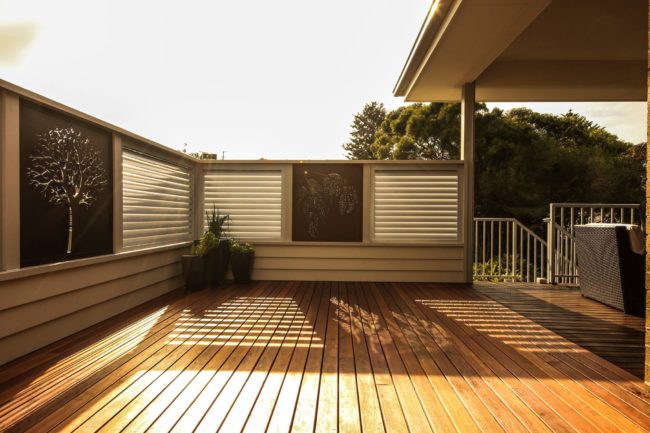 Privacy Screen - Cootamundra Wattle Pattern - Iron Bark Metal Design