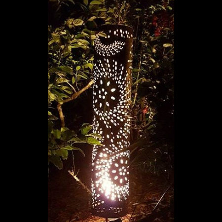 Round Steel Light Tower in Fanfare Pattern with Internal Lighting at ...