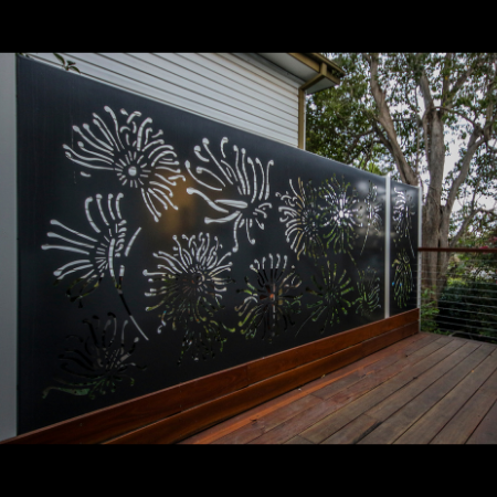 Firewheel Privacy Screen in Powder Coated Aluminium - Iron Bark Metal ...
