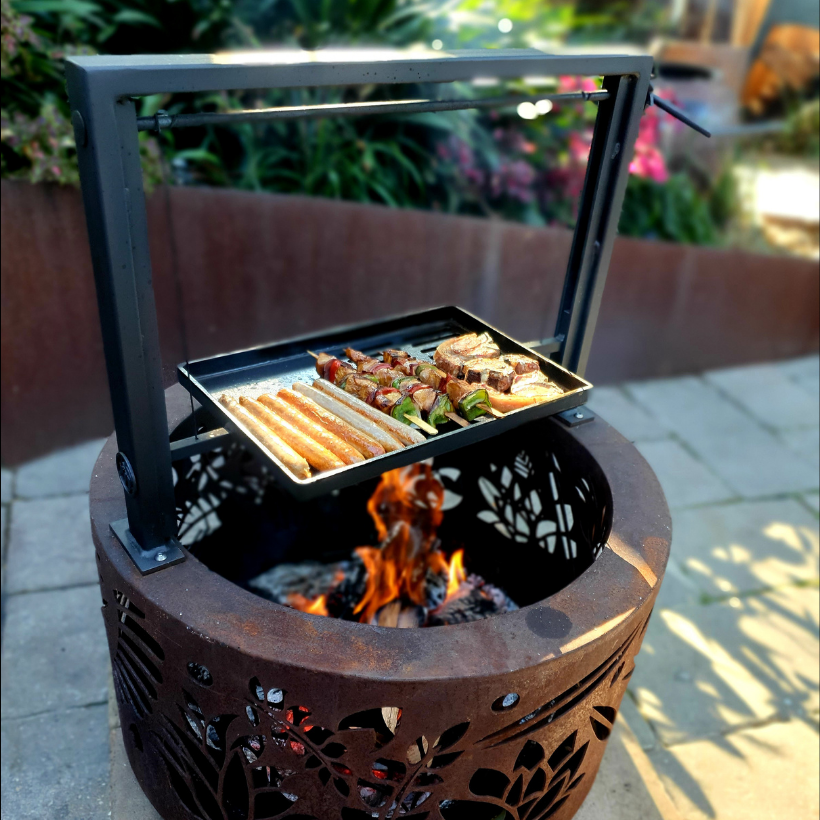 Argentine BBQ Grill Attachment For Fire Pit Ironbark Metal Design Argentine BBQ Grill Attachment For Fire Pit Ironbark Metal Design