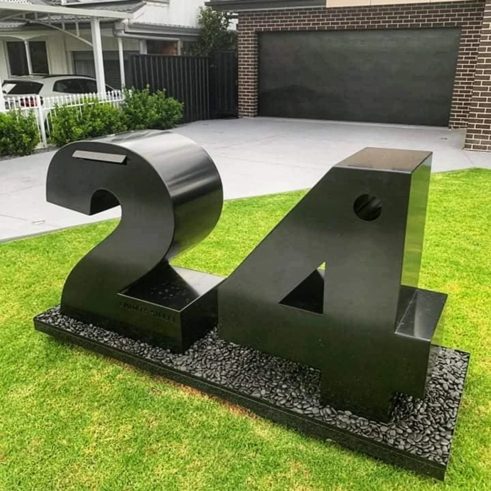 Large Numeral Letterbox with Your Street Address Cut - Iron Bark Metal ...