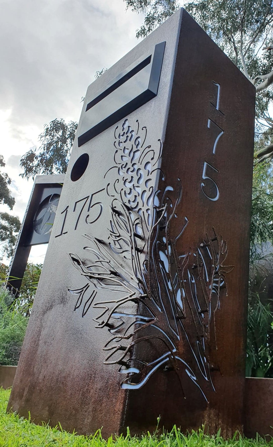 Grevillea Letterbox with rust and seal. Black mail insert. - Iron Bark ...