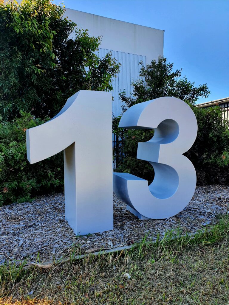 Large Numeral 13 Letterboxes - powder coated aluminium. - Iron Bark ...