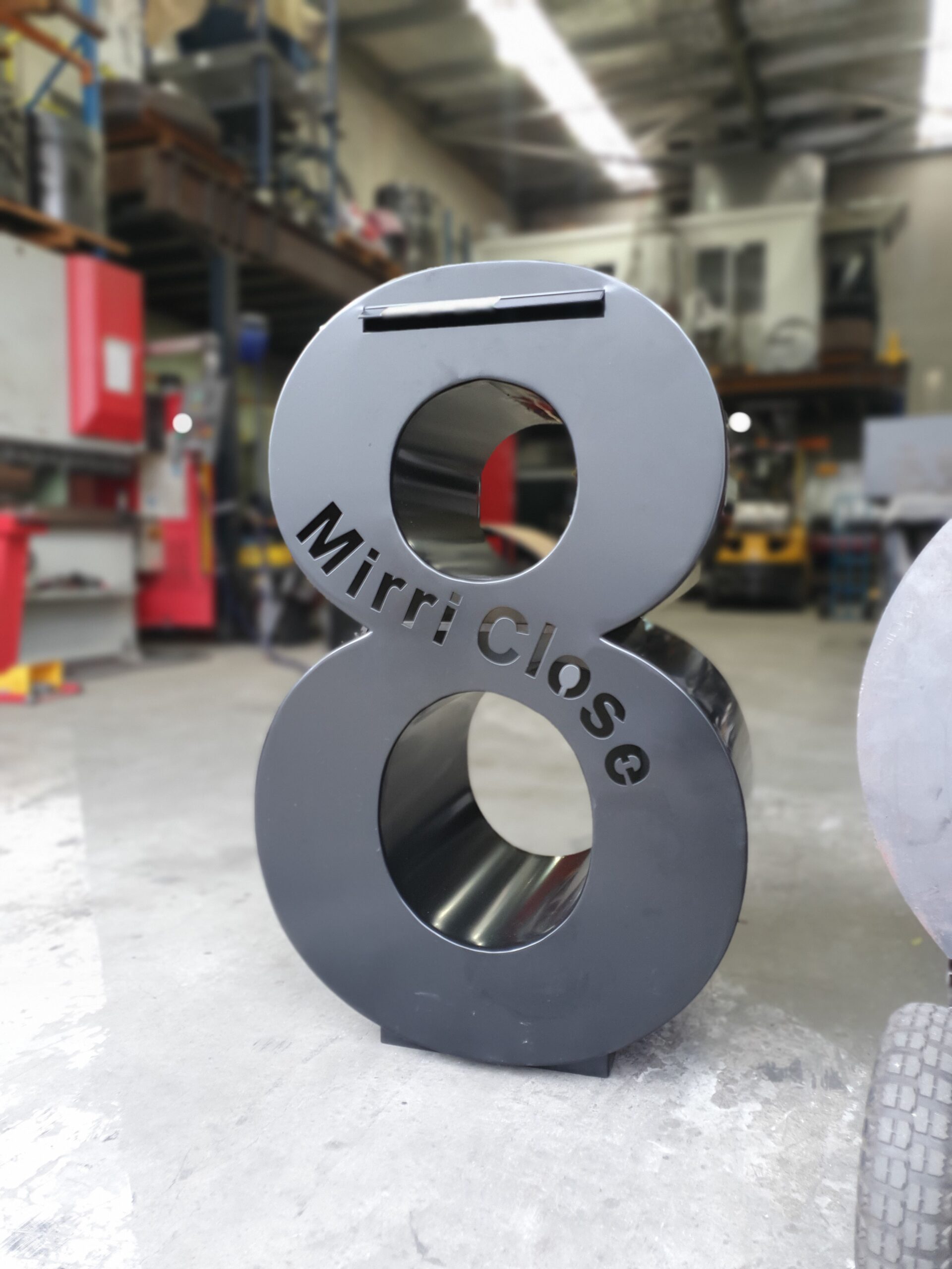 Large Numeral 8 Letterbox - powder coated aluminium. - Iron Bark Metal ...